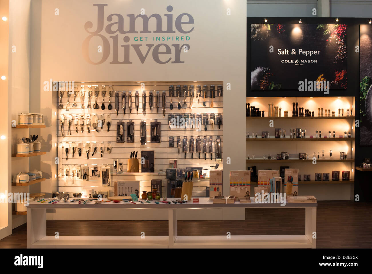 Presentation of Jamie Oliver products on the booth of the Swiss company ...