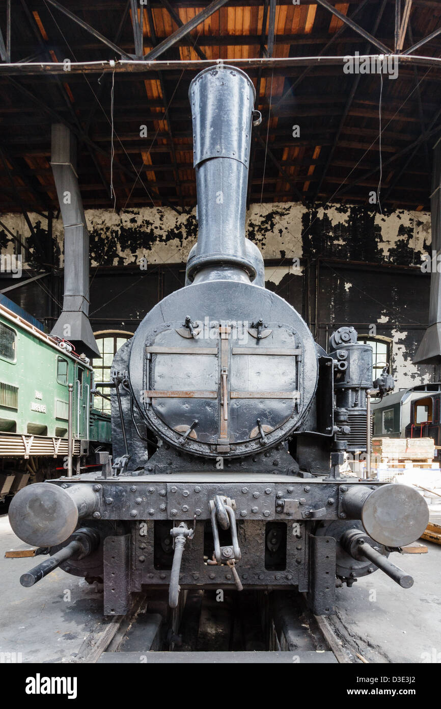 An old steam locomotive in a garage in Austria Stock Photo - Alamy