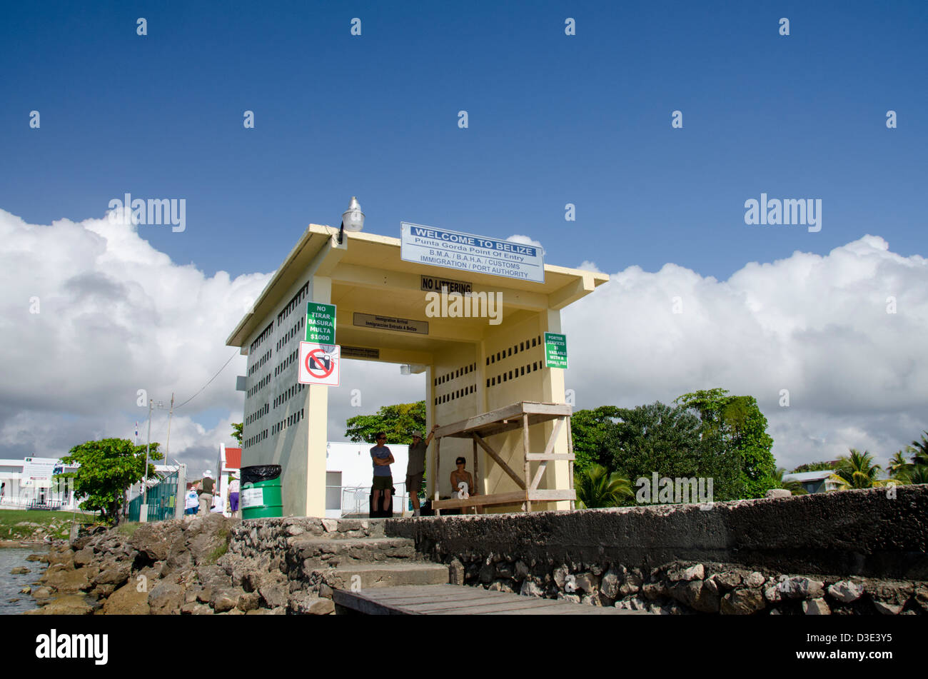 Belize, Toledo District, Punta Gorda. Coastal view of the port of Punta ...