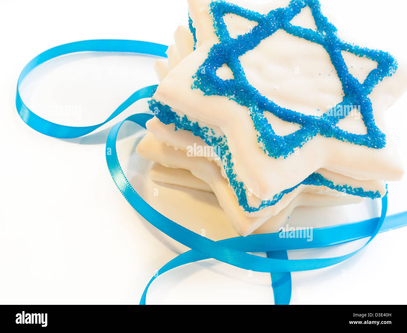 Gourmet cookies decorated with white icing for Hanukkah Stock Photo - Alamy
