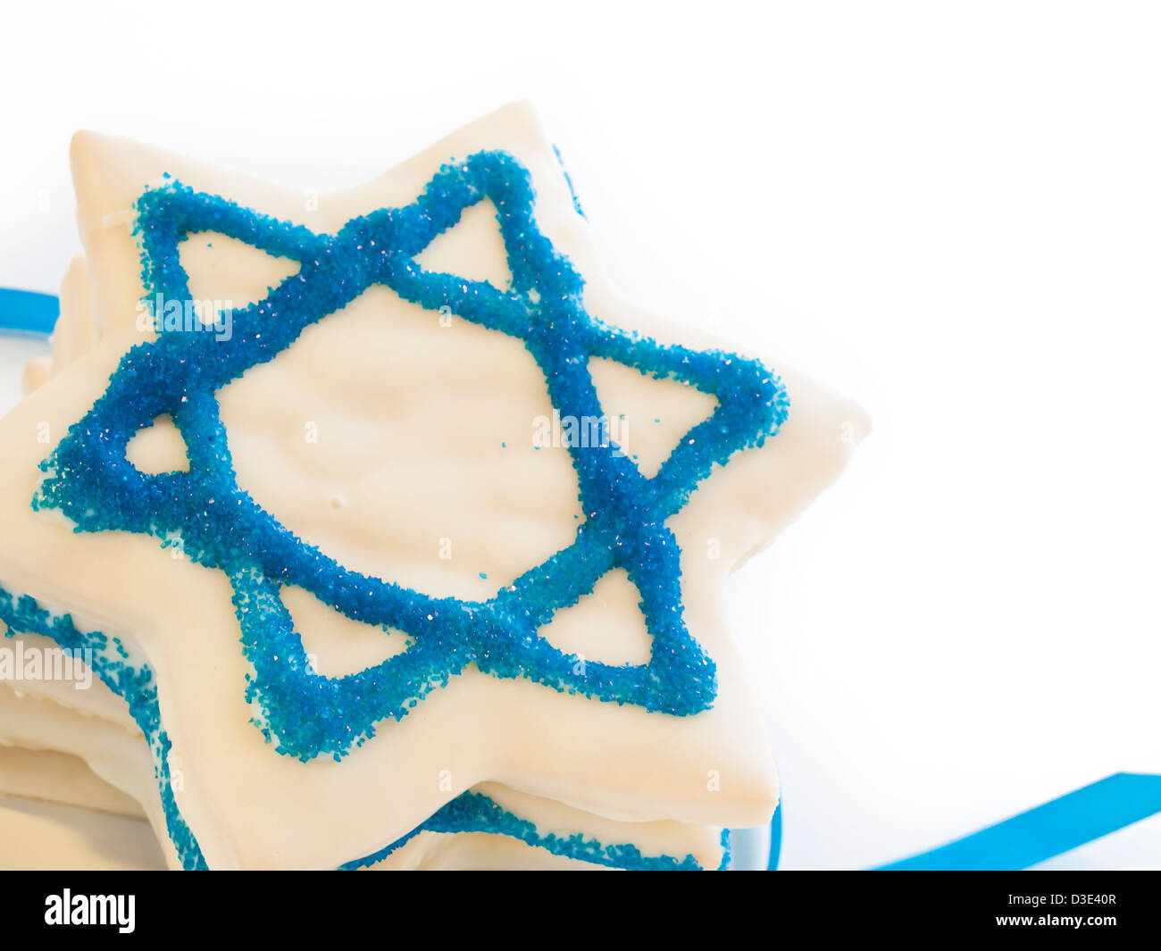 Gourmet cookies decorated with white icing for Hanukkah Stock Photo - Alamy