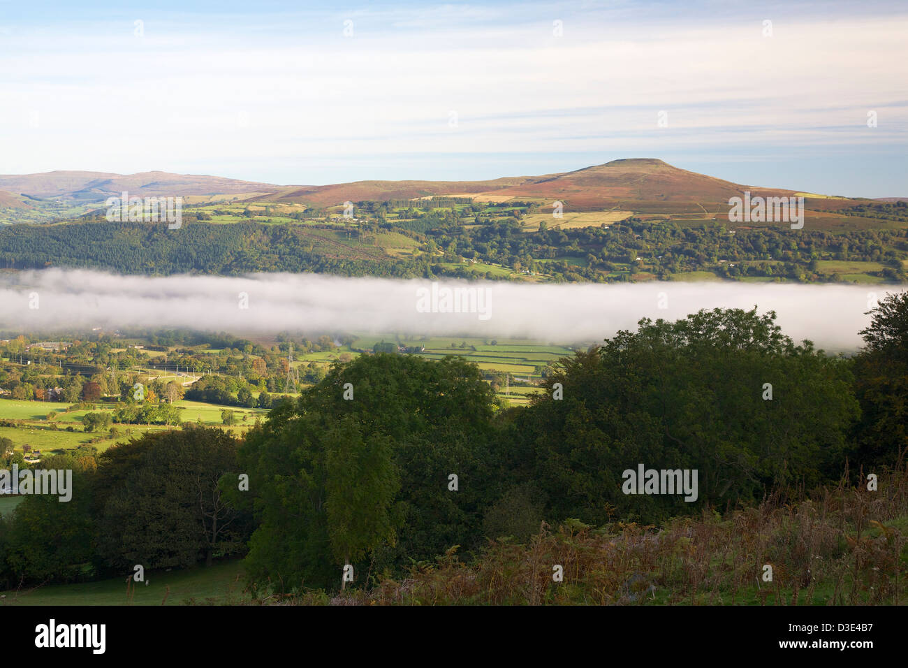 Pen-y-Fal, Mist, Vale of Usk, Monmouthshire Stock Photo - Alamy