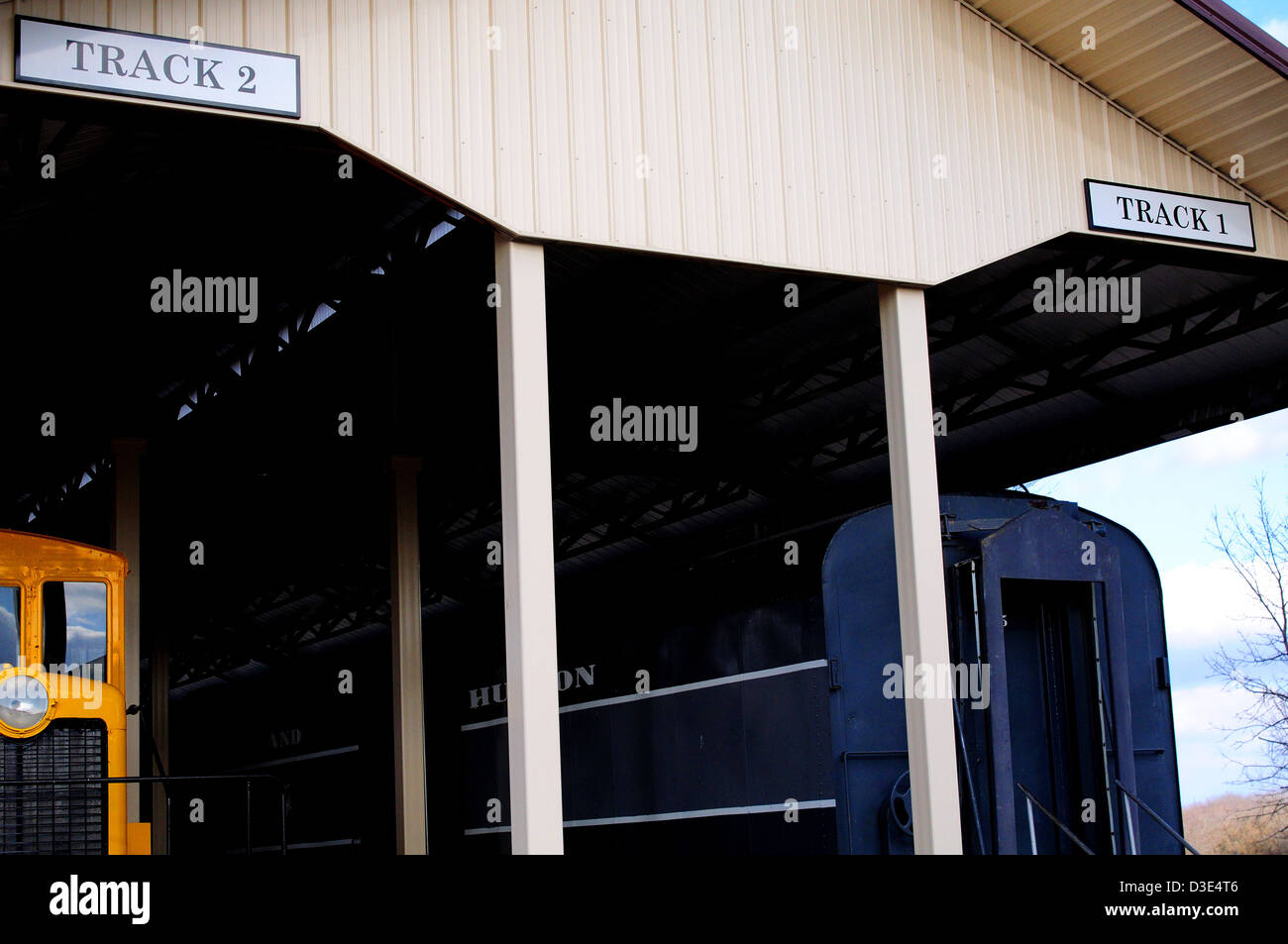 Train shed at railway museum Stock Photo - Alamy