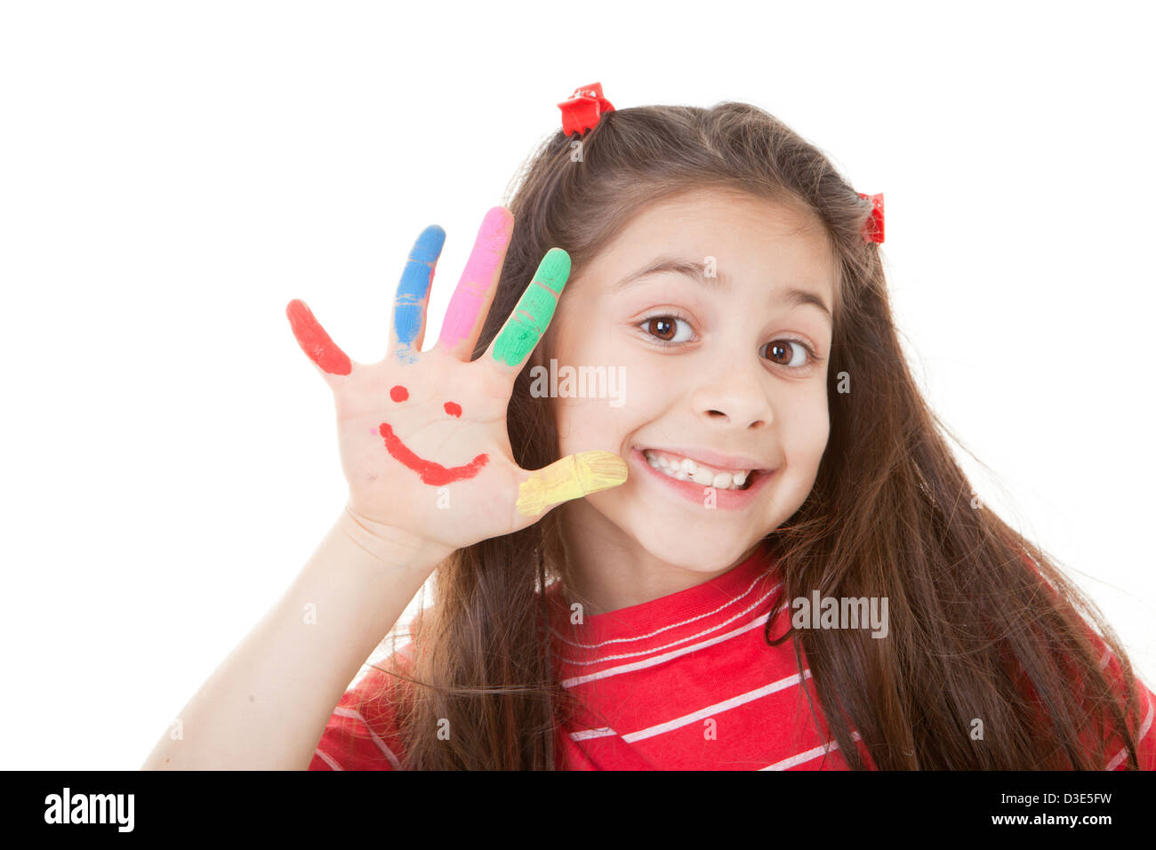 happy smiles, little smiling girl with painted smiley face Stock Photo ...