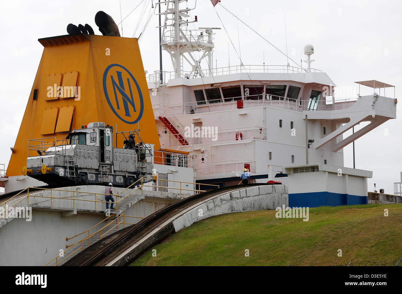 Ship's bridge in the Gatun Locks, Panama Stock Photo - Alamy