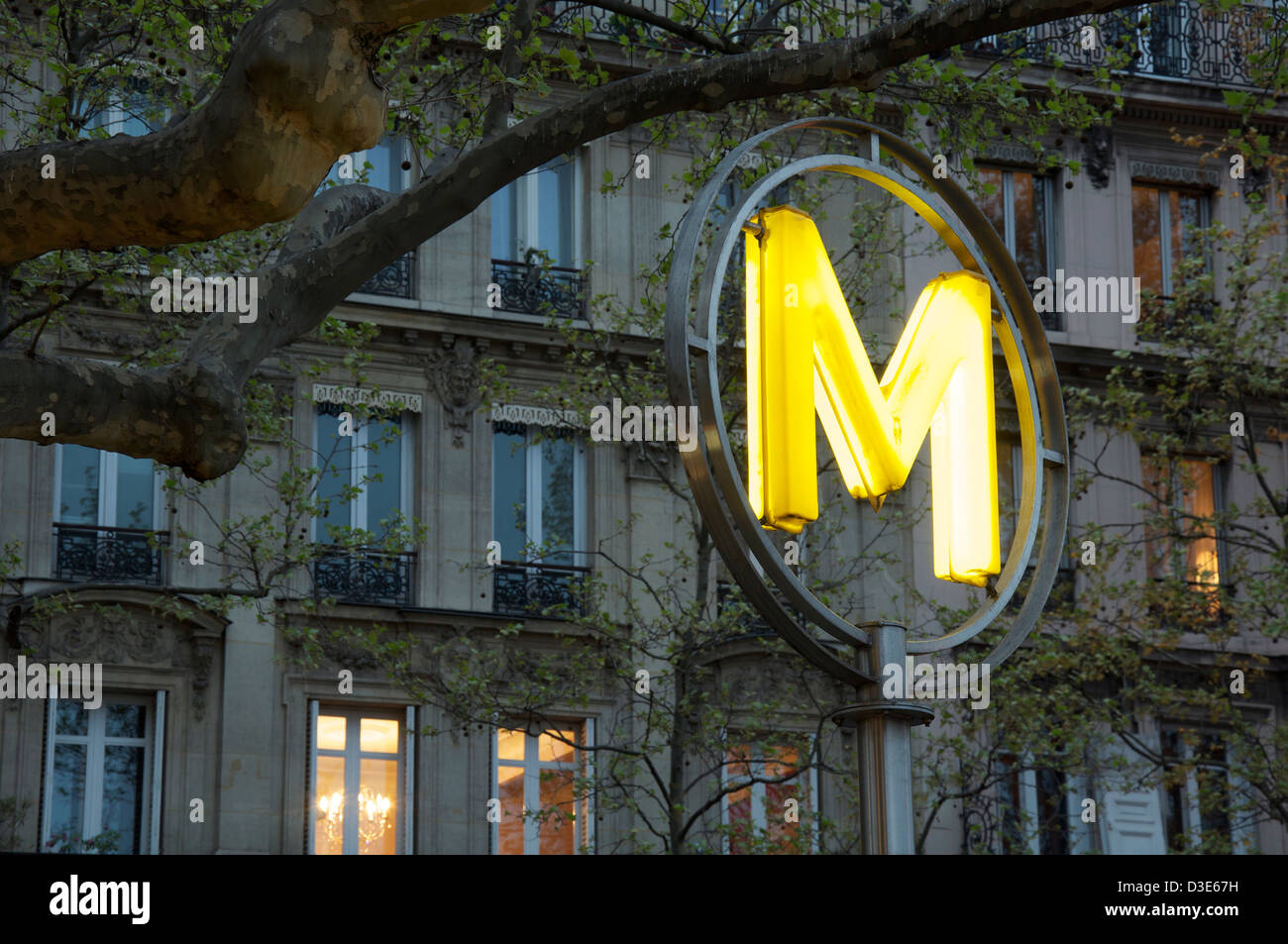 The bright yellow “M” symbol, is a modern version of the Paris Metro ...