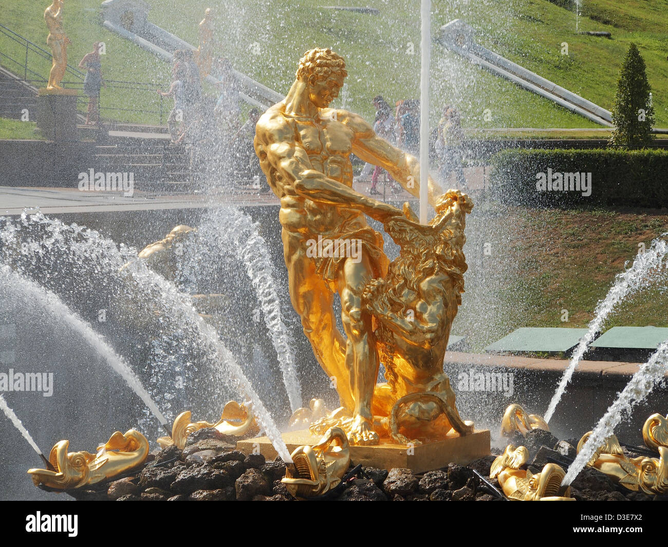 The Samson Fountain in the Palace Garden of Peterhof, St. Petersburg ...