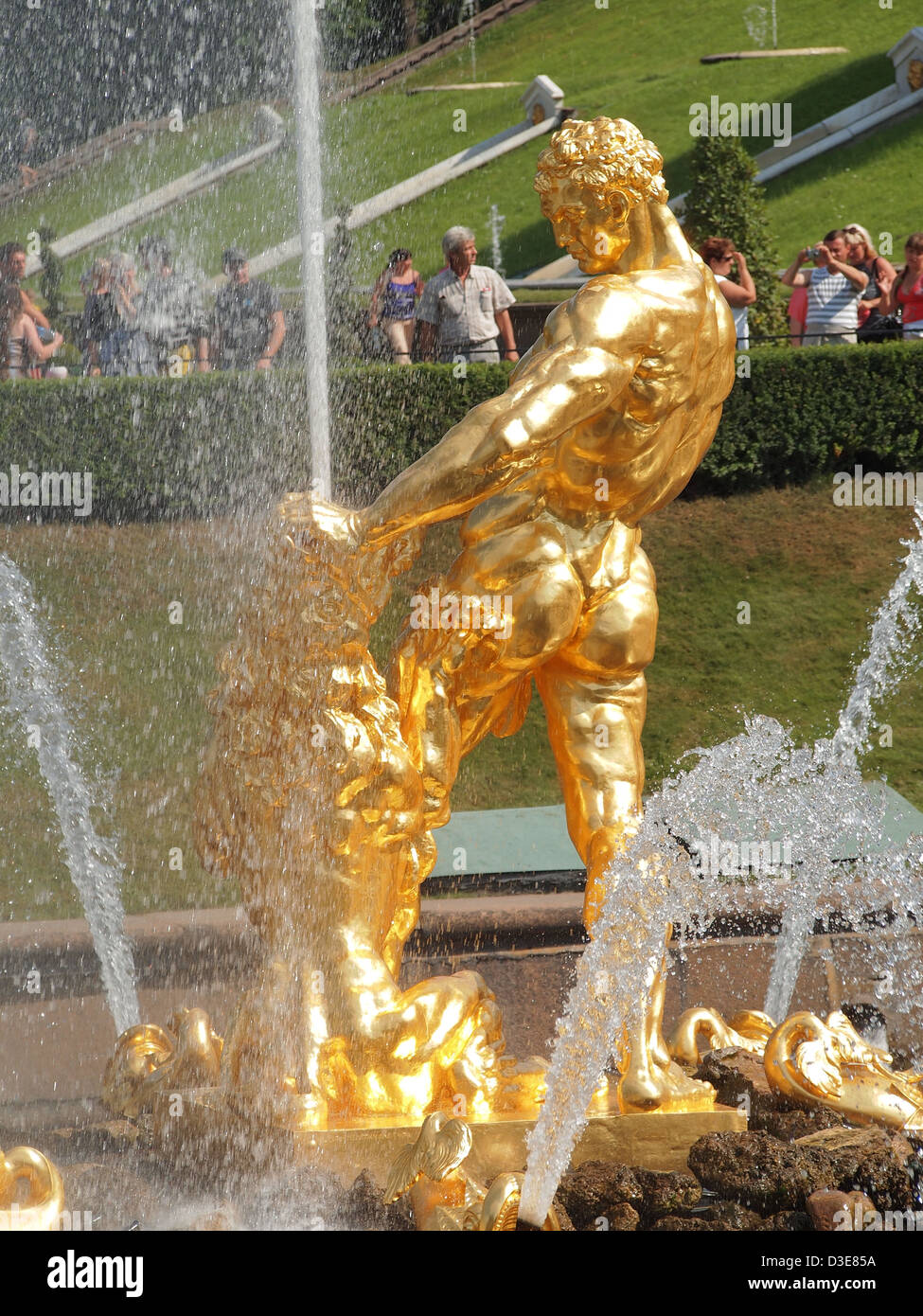 The Samson Fountain in the Palace Garden of Peterhof, St. Petersburg ...