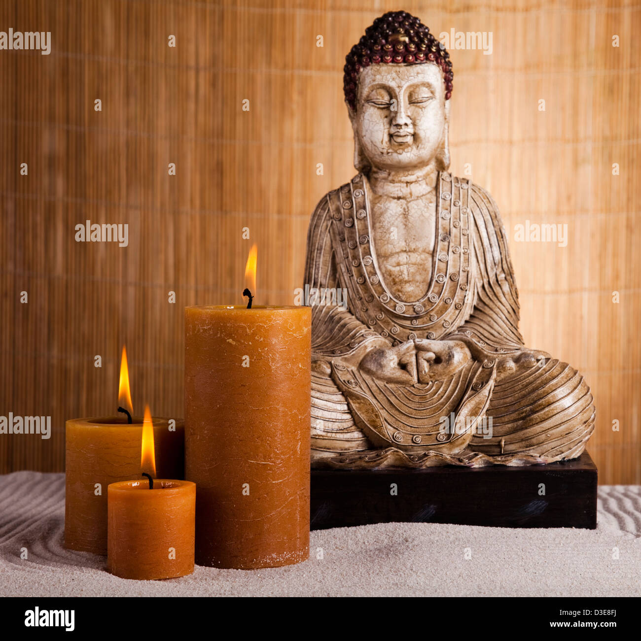 Buddha,incense and candles Stock Photo - Alamy