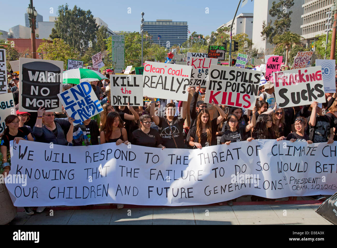 A climate change rally was held in Los Angeles on February 17, 2013 and ...
