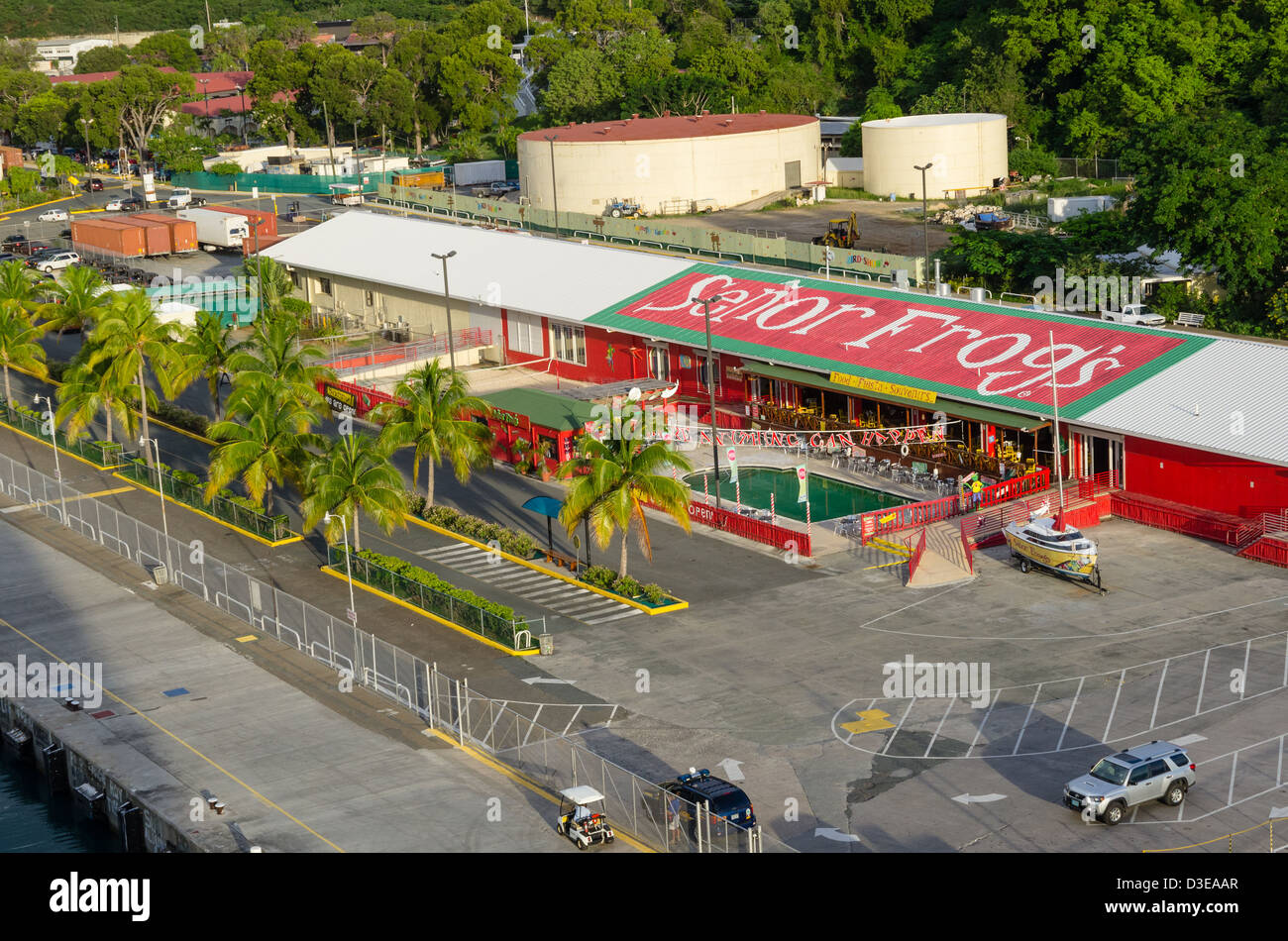 Charlotte Amalie, St. Thomas, Senor Frog's bar and restuarant pier side ...