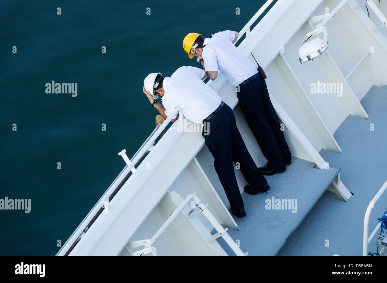Samana, Dominican Republic, Ships officers observe the process of ...