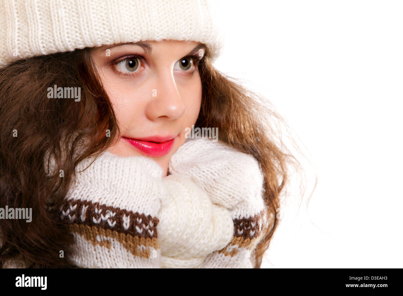 winter beautiful woman in warm clothing portrait Stock Photo - Alamy