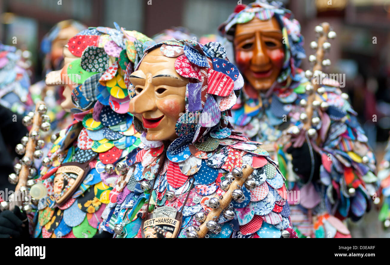 Freiburg, Germany - February 15 : Mask parade at the historical ...