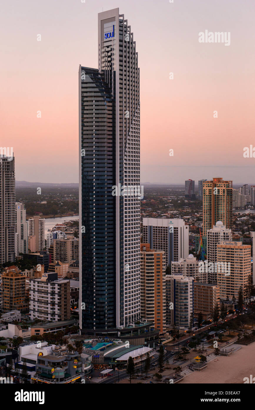 Aerial view of Soul Tower, Surfers Paradise Gold Coast Australia Stock ...