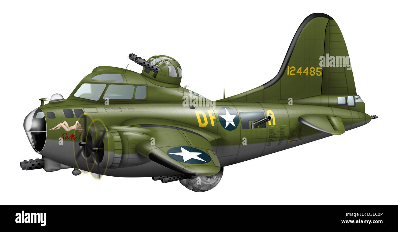 Cartoon illustration of a Boeing B-17 Flying Fortress Stock Photo - Alamy