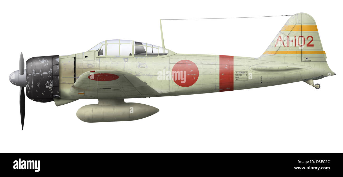 Illustration of a Mitsubishi A6M2 Zero Stock Photo - Alamy