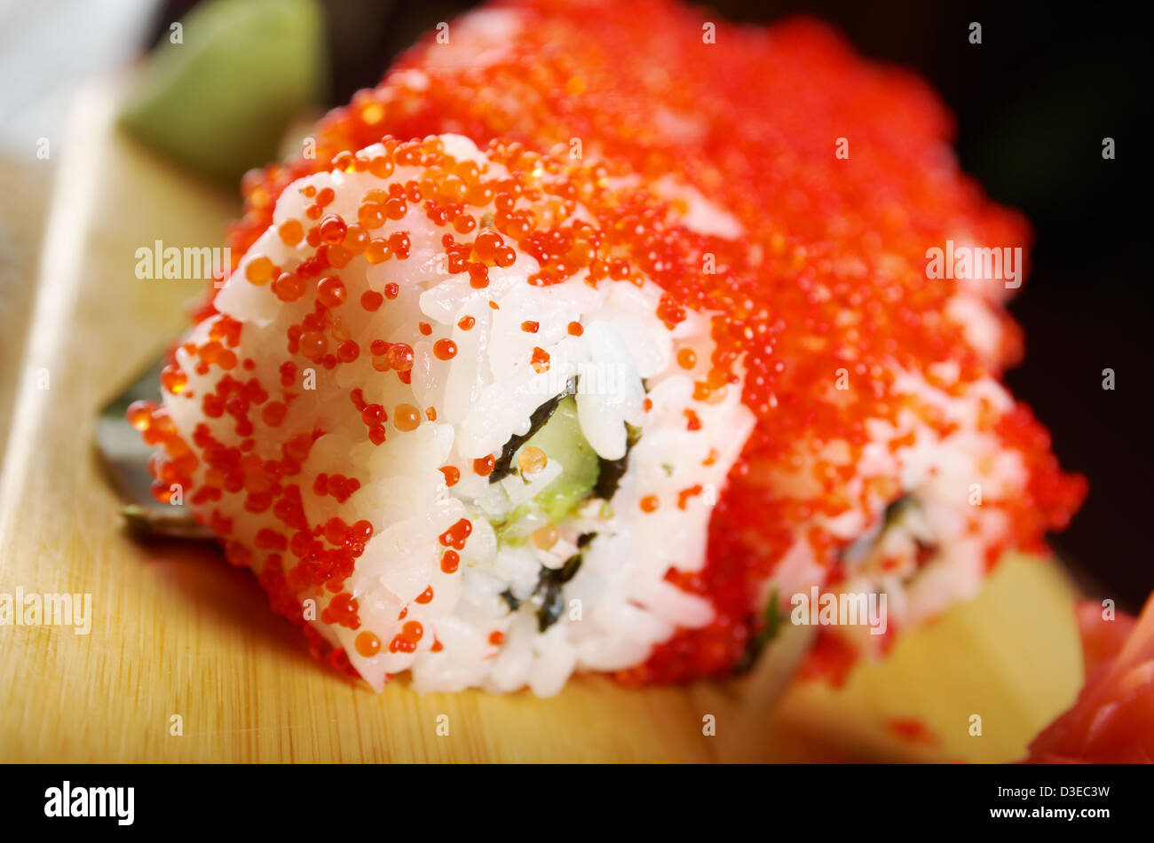 Japanese sushi traditional japanese food.Roll made of Smoked fish and ...