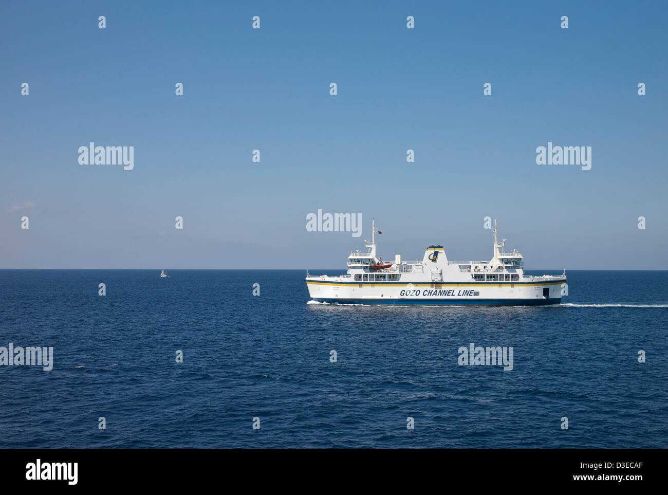 The Gozo Channel Ferry seen crossing the Gozo Channel between Cirkewwa ...