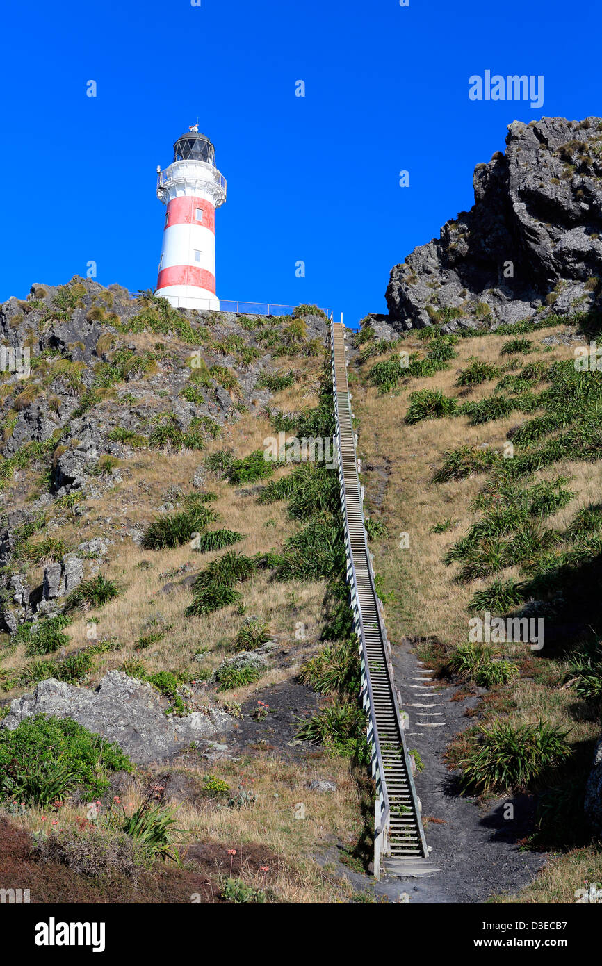 Cape Palliser lighthouse at the eastern point of Palliser Bay in the ...