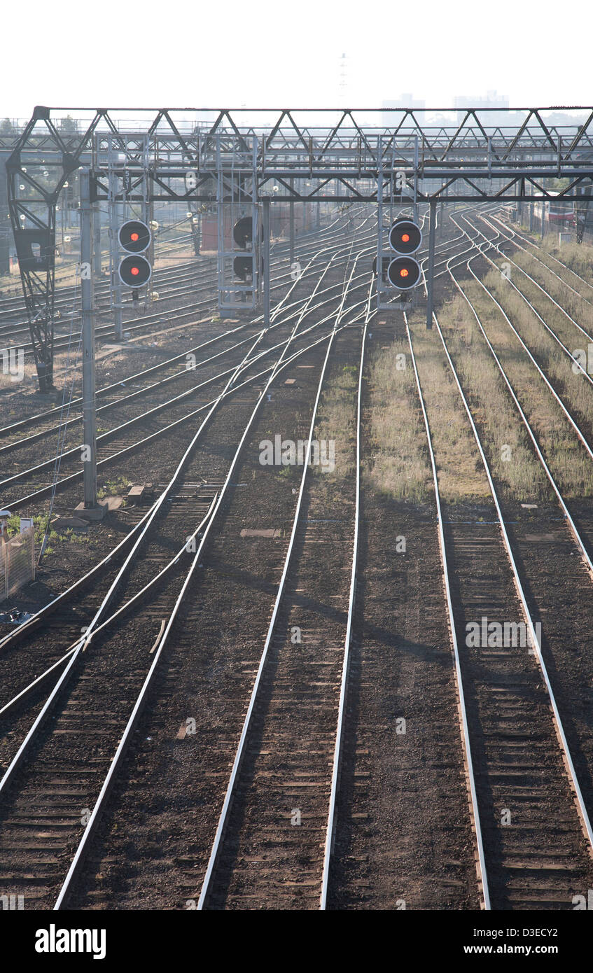 traffic signals on multi track railway line around Southern Cross Stock ...