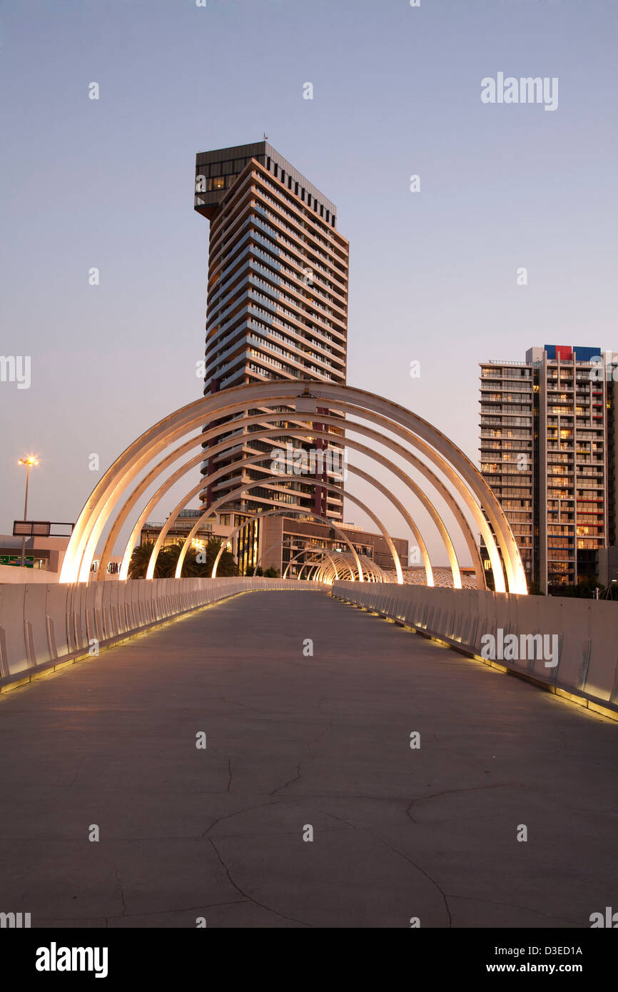The pedestrian and cycle Webb Bridge over the Yarra River Victoria ...