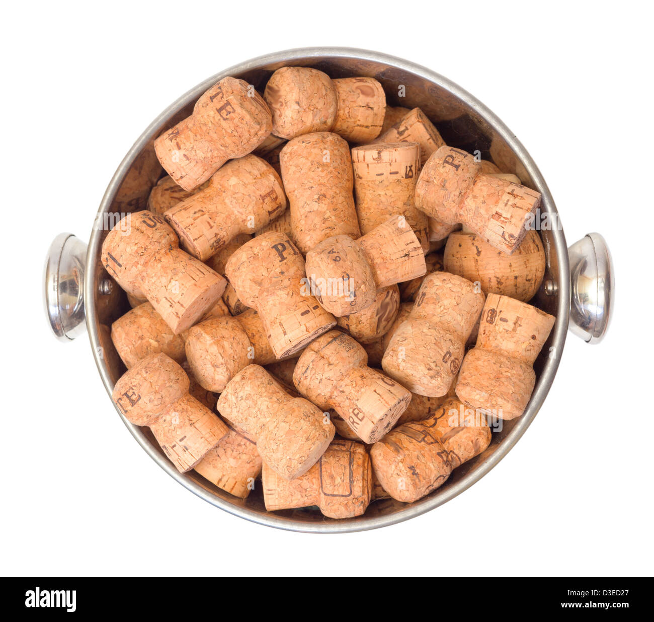 Wine Corks in Bucket, top view, on white background Stock Photo - Alamy