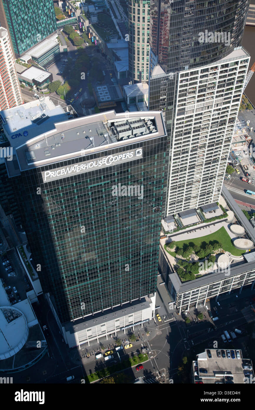 elevated aerial view of Price Waterhouse office building South Bank ...