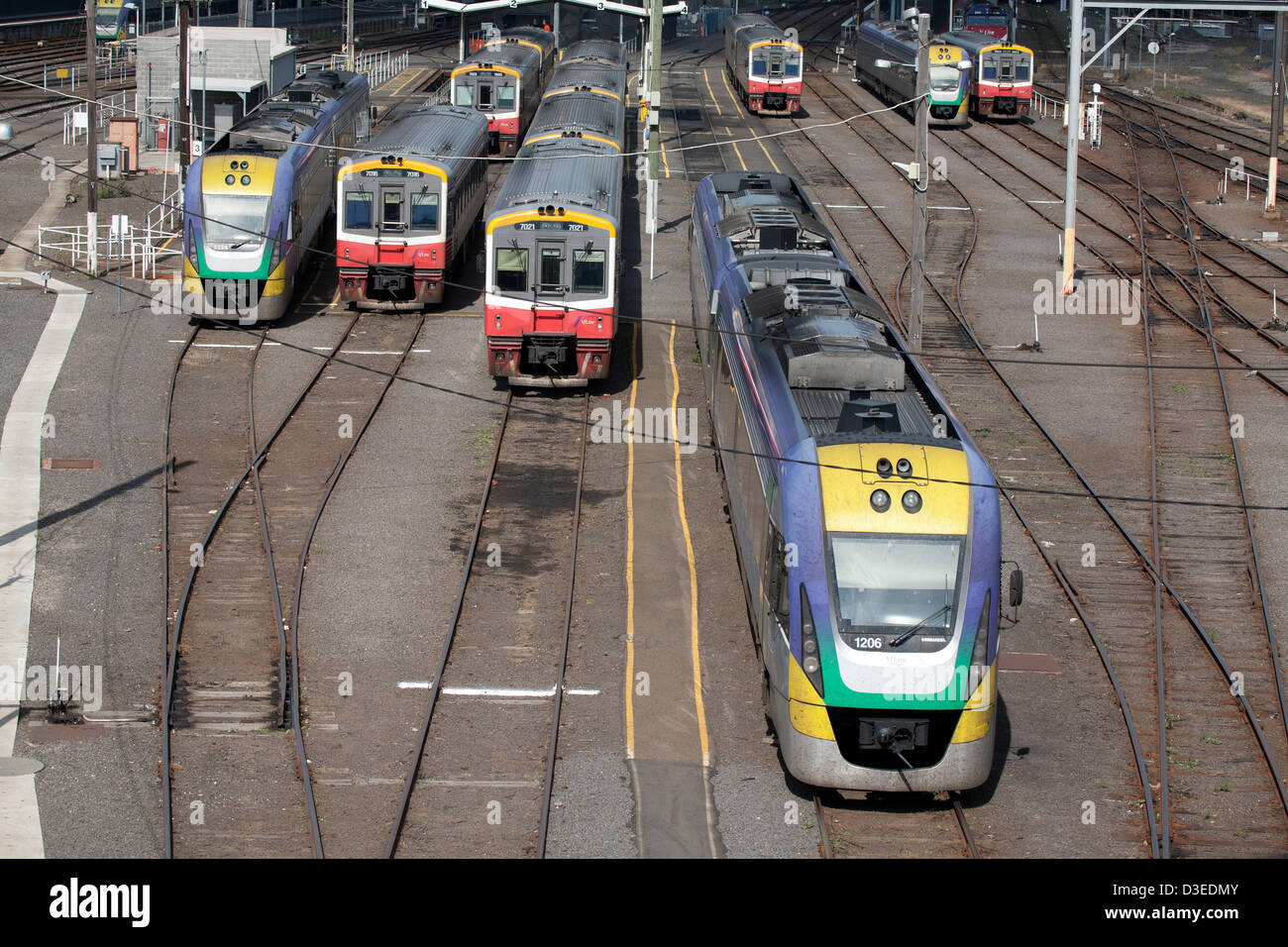 Collection of Diesel rail motor trains at the Southern Cross Railway ...