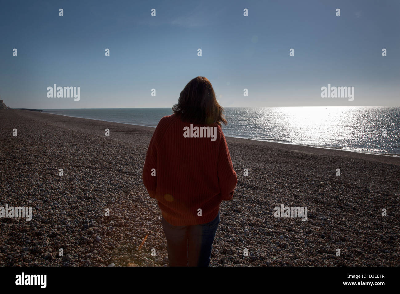 rear back view pensive lonely alone Stock Photo - Alamy
