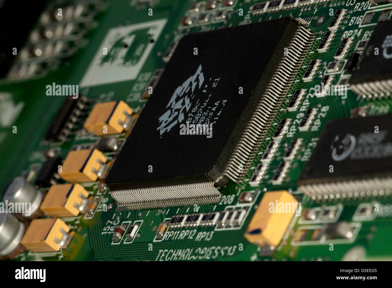 Close view detail of a circuit board with chips Stock Photo - Alamy