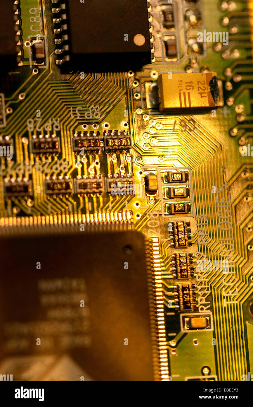 Close view detail of a circuit board with chips Stock Photo - Alamy
