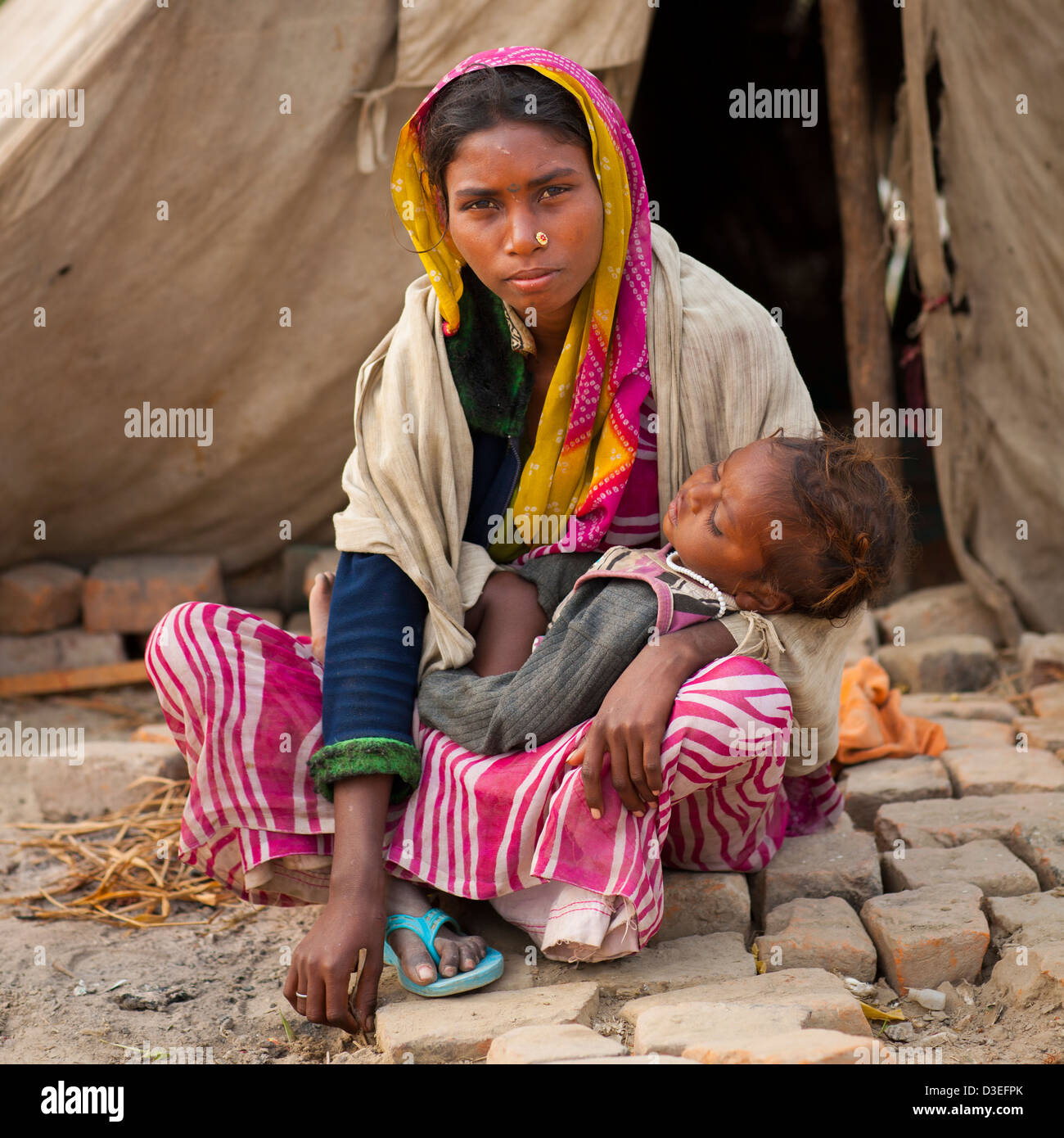 Mother And Baby At Maha Kumbh Mela, Allahabad, India Stock Photo - Alamy