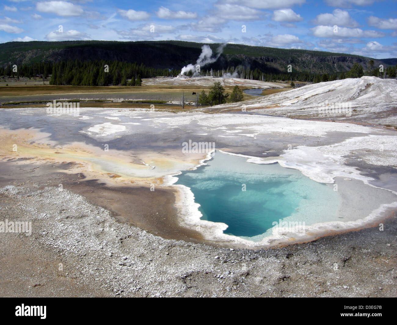 Heart Spring in Yellowstone National Park is known for its vivid blue ...