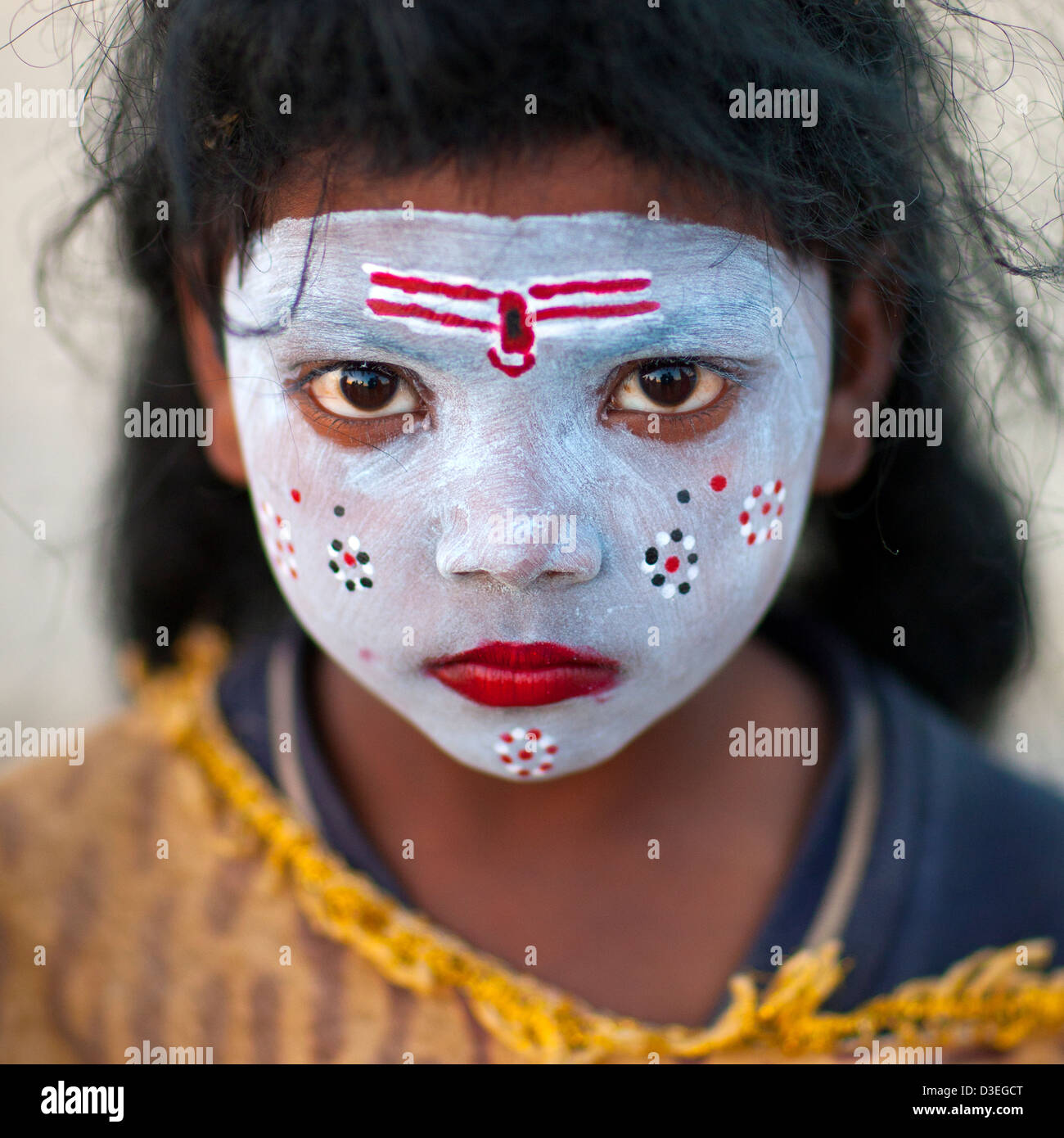 Young Girl With Shiva Make Up, Maha Kumbh Mela, Allahabad, India Stock ...