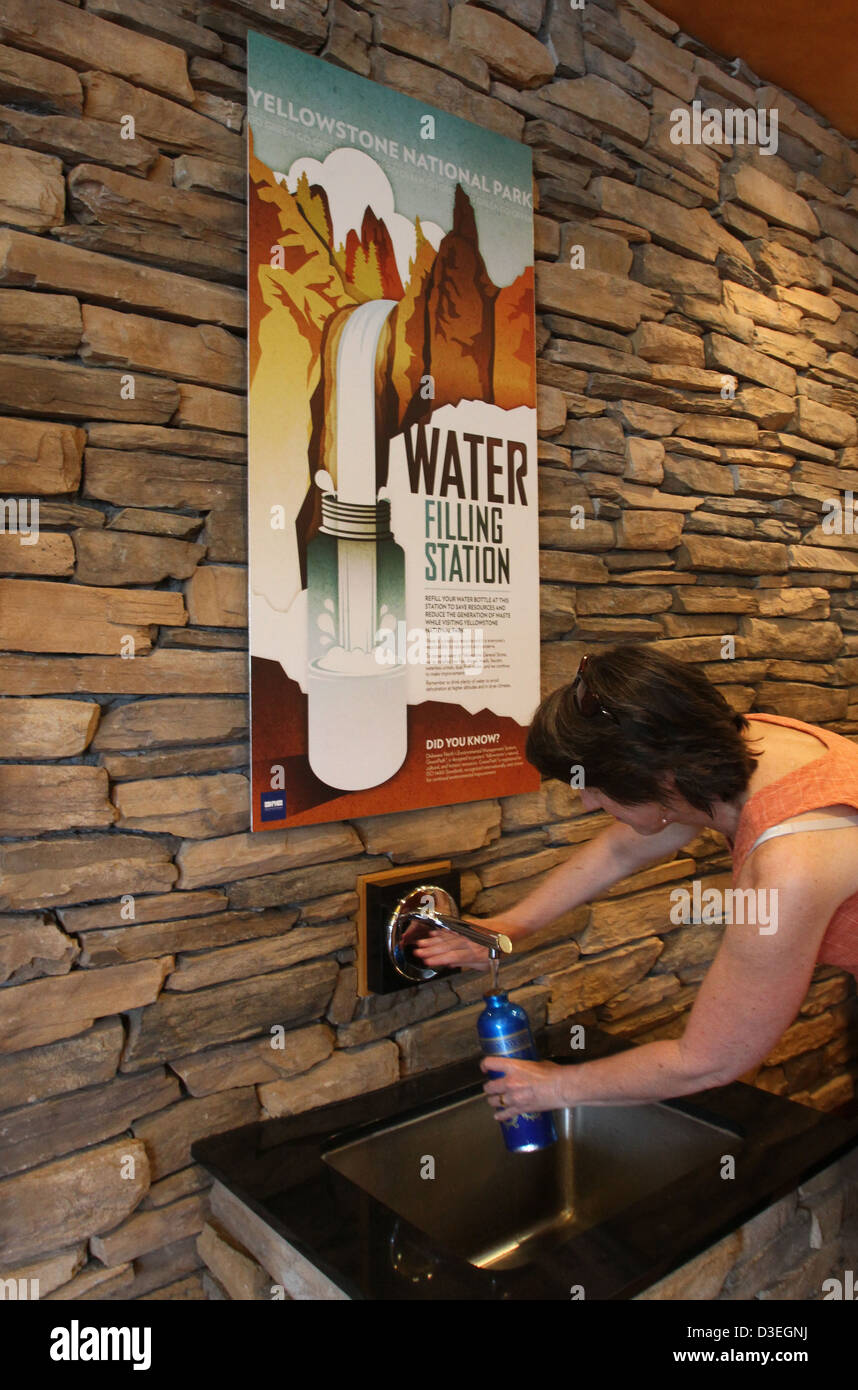 Water filling stations in Yellowstone National Park provide visitors ...