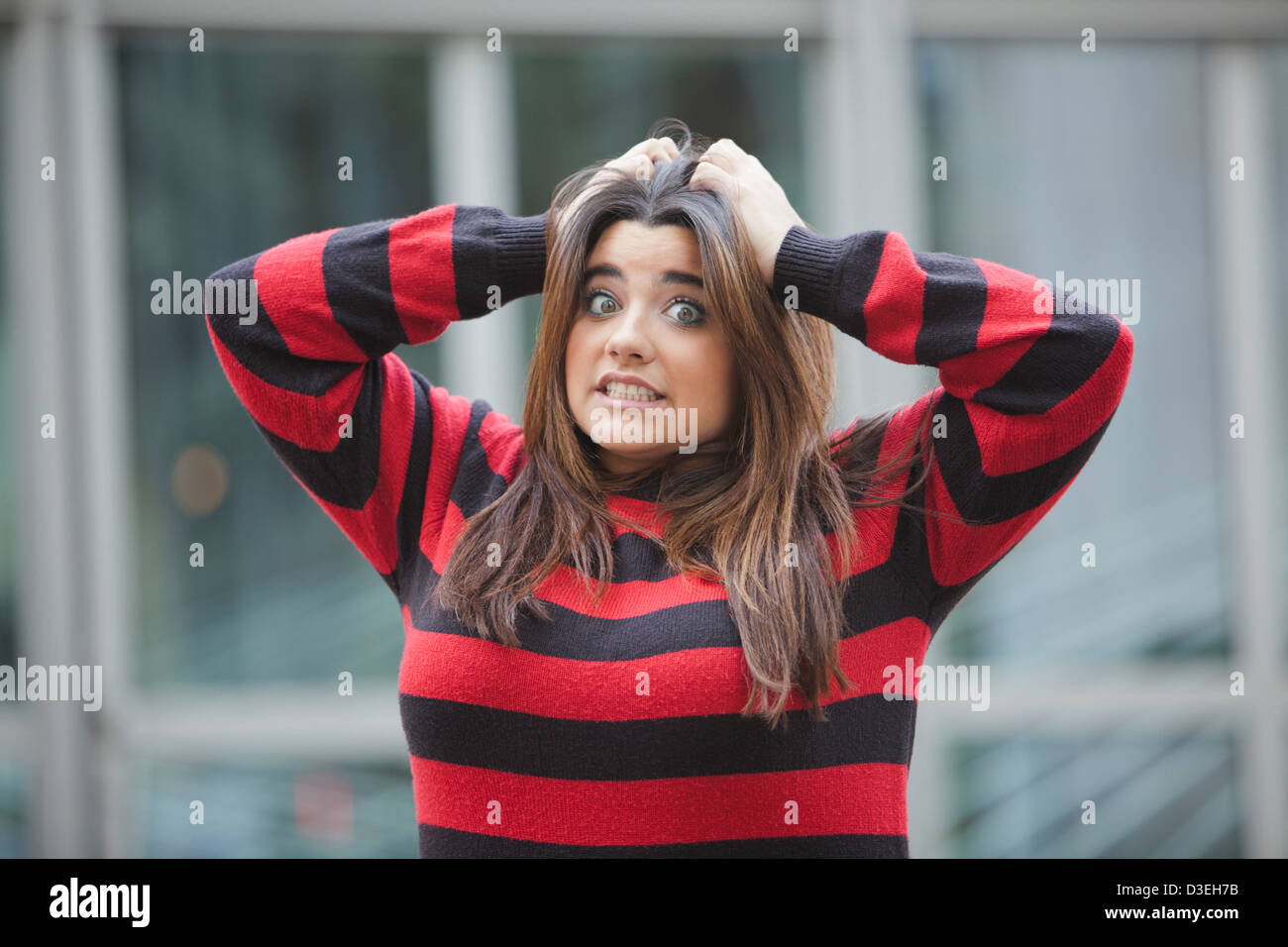 Portrait of a overweight woman looking frustrated Stock Photo - Alamy