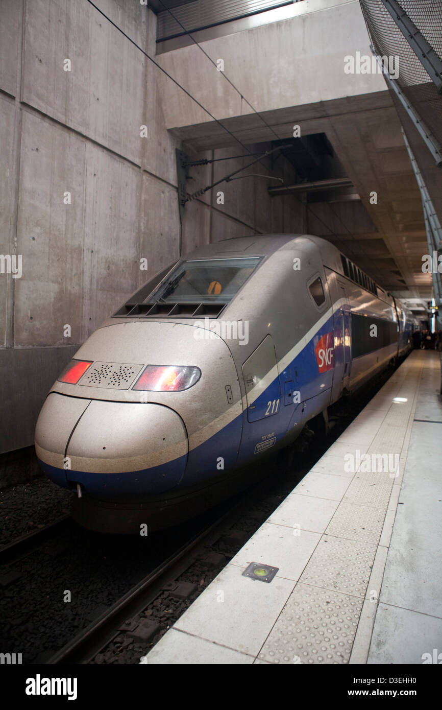 railway and station in France Stock Photo - Alamy