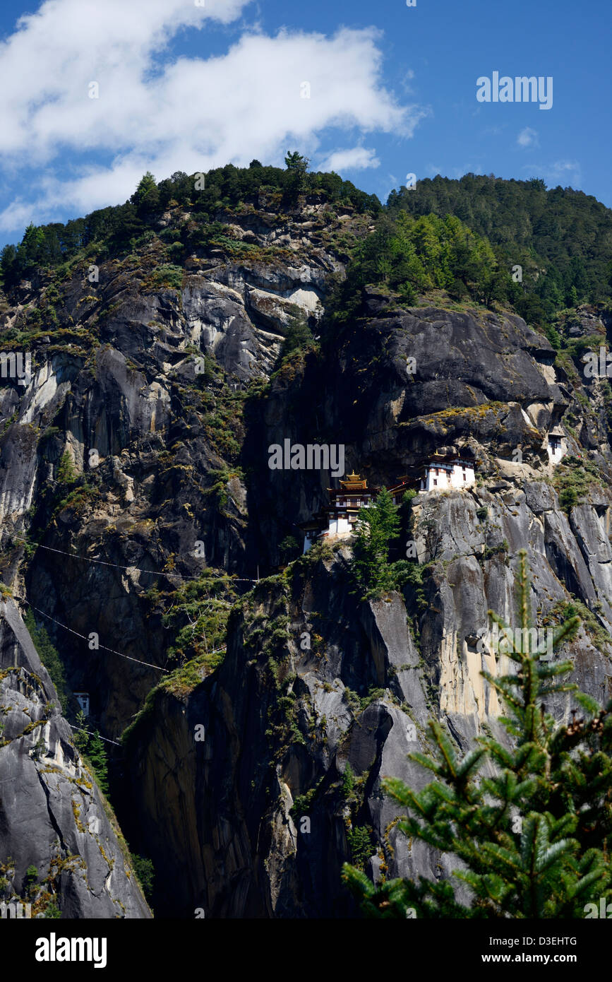 Tigers nest monastery,3140m, high up on a rocky cliff face 900m from ...