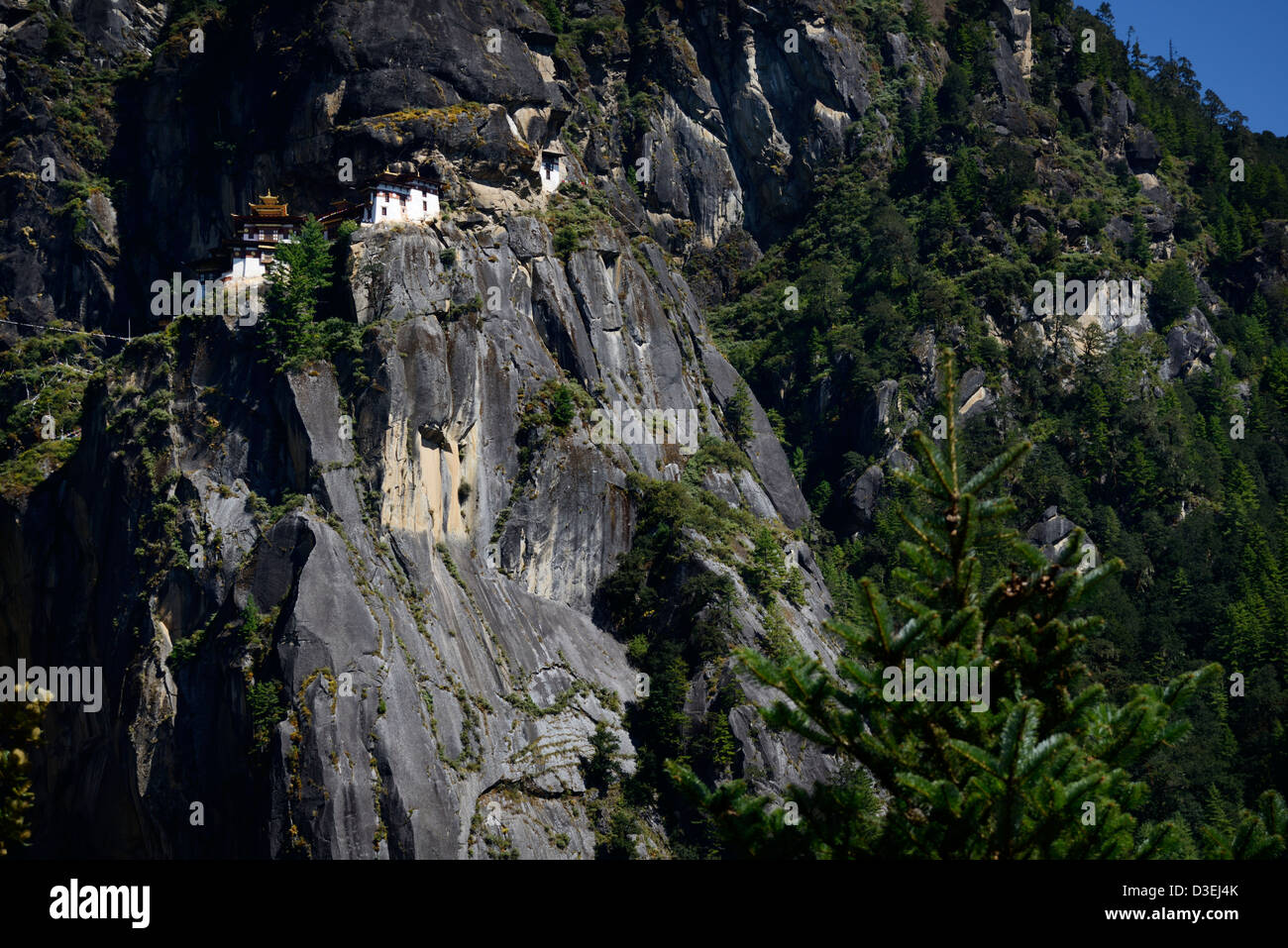 Tigers nest monastery,3140m, high up on a rocky cliff face 900m from ...