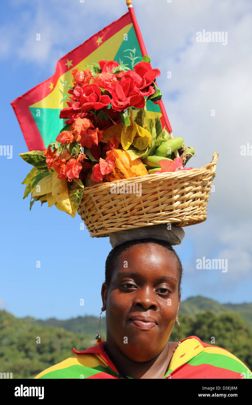 WOMAN IN NATIONAL COSTUME,GRENADA,CARIBBEAN Stock Photo - Alamy