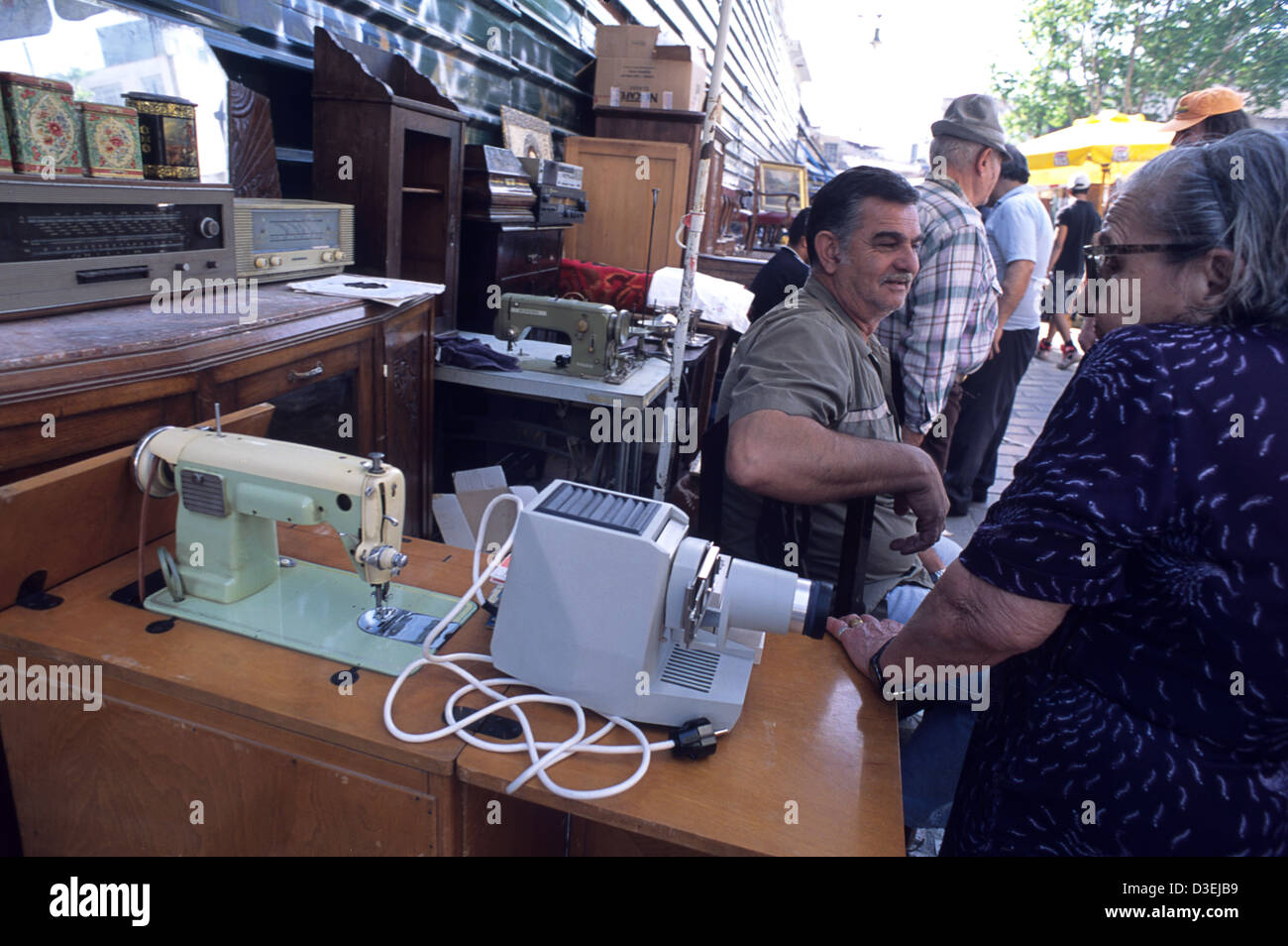 Athens, Greece. Antique trade at Monastiraki sunday market Stock Photo ...