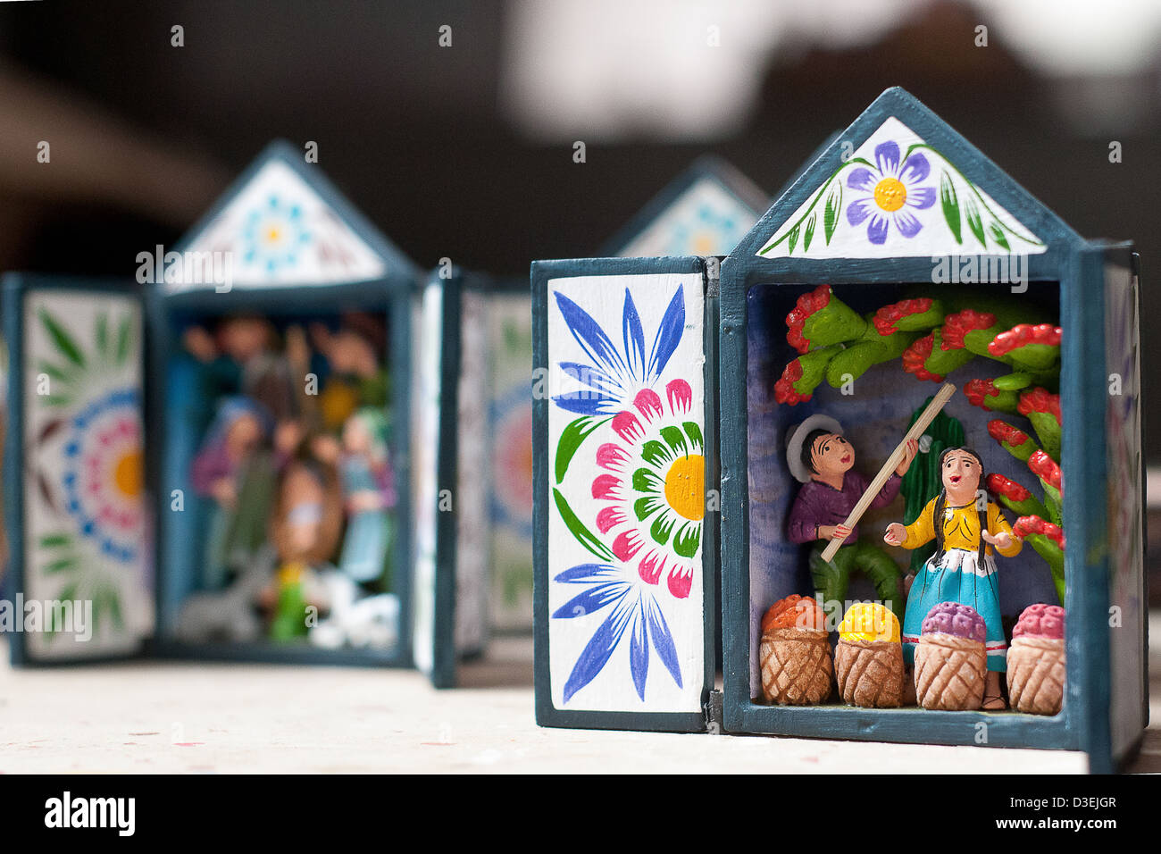 Peru, Ayacucho, Handicraft Small "retablos" made by of mr. Cesar Stock ...