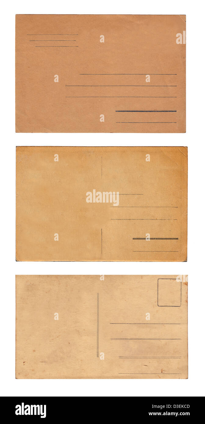 Set of three vintage postcards isolated on white Stock Photo - Alamy