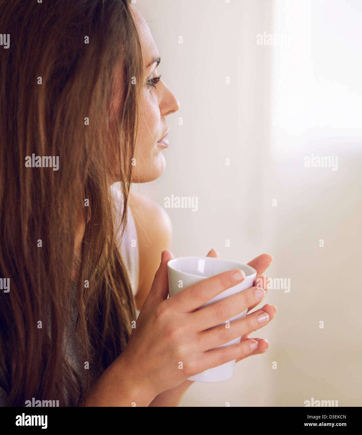 Closeup of an attractive woman eating a healthy breakfast Stock Photo ...