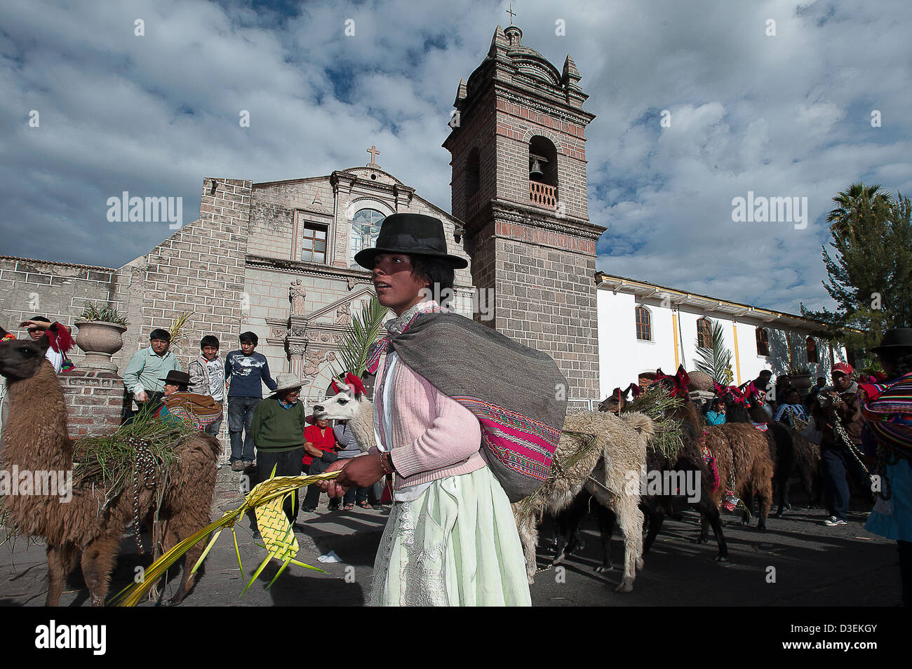 Peru, Ayacucho. Holy Week. Scenes from the Palm Sunday. Traditional ...
