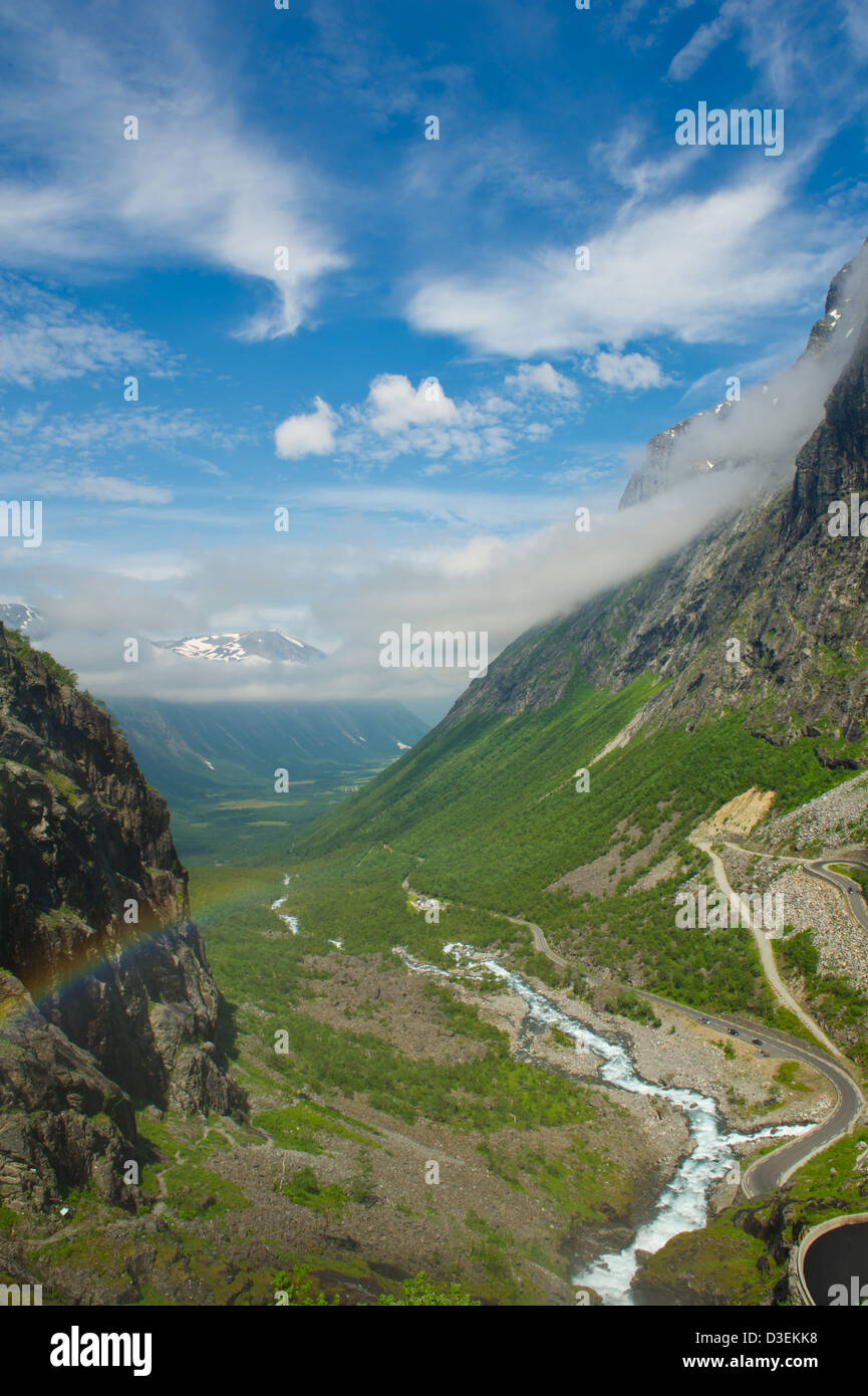Waterfalls and mountain scenery in Norway. Trollstigen Stock Photo - Alamy