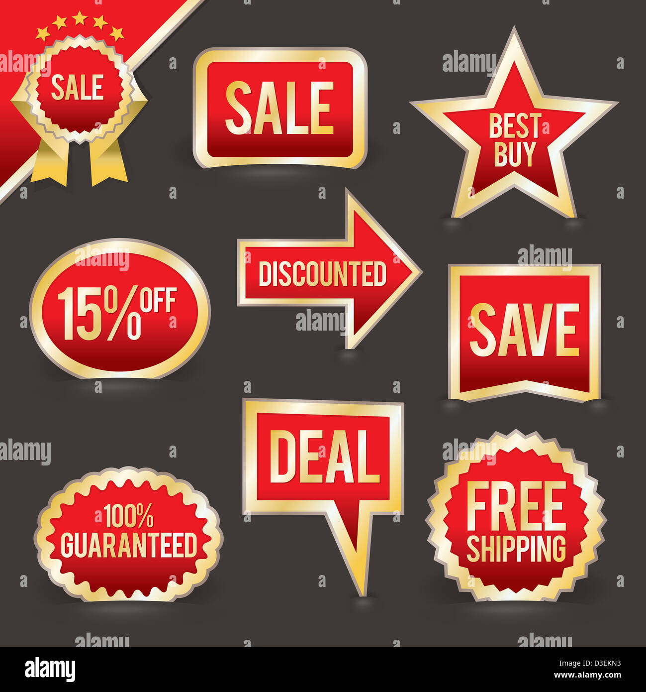 Vector Set of Foiled Sale Badges Stock Photo - Alamy