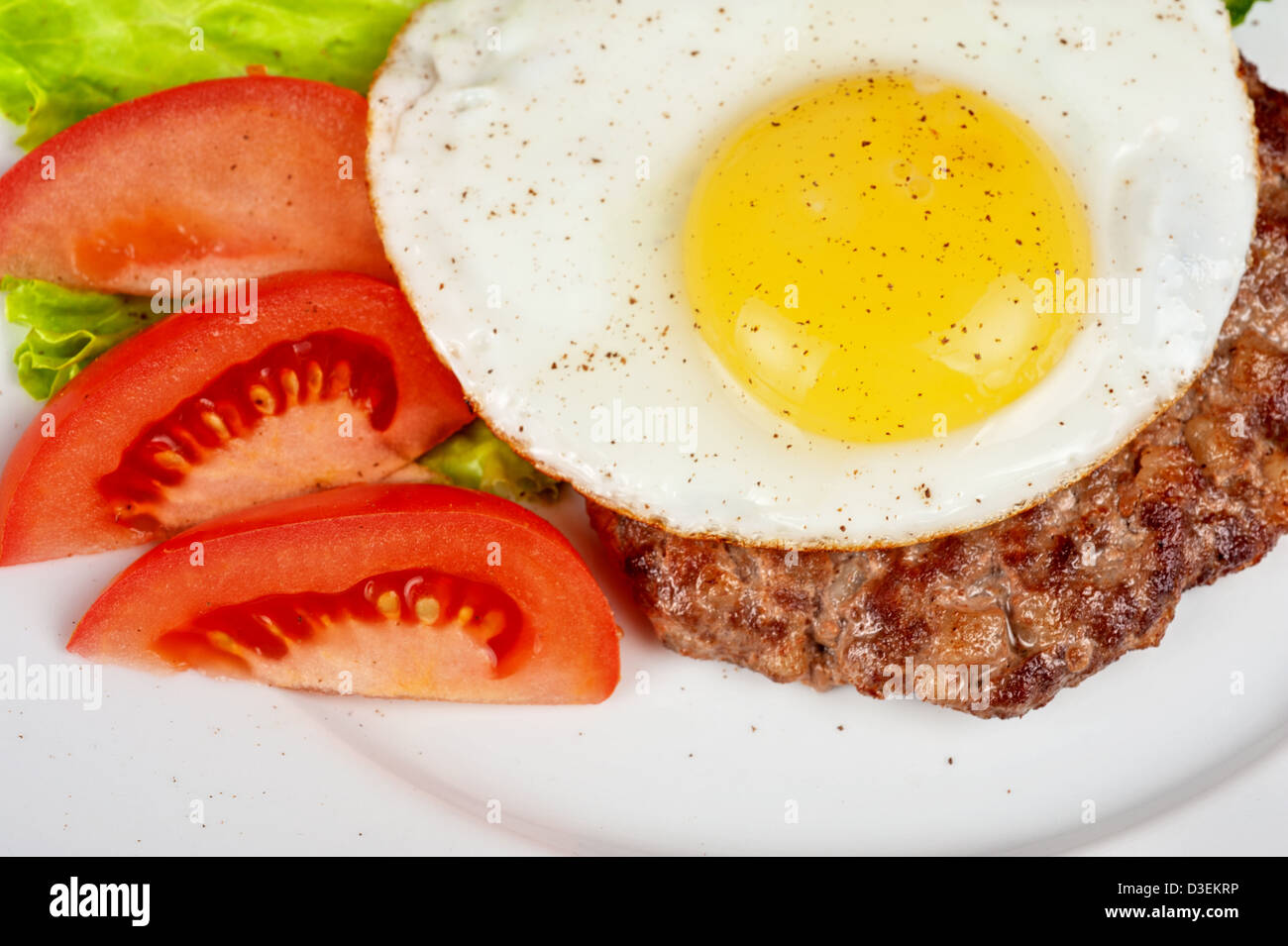 steak beef meat with fried egg Stock Photo - Alamy