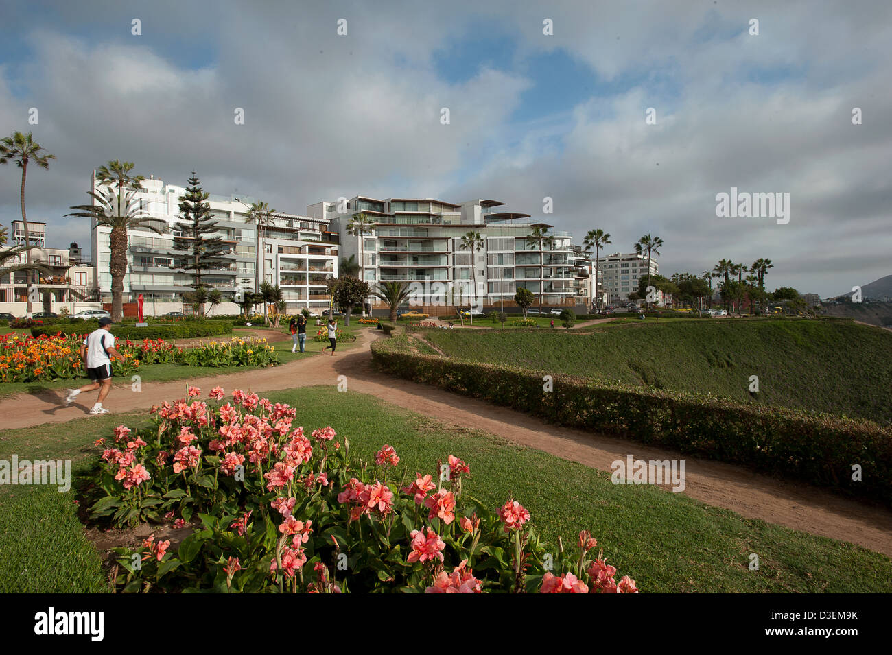 Peru, Lima, Barranco. Along the malecon of Barranco, between modern ...